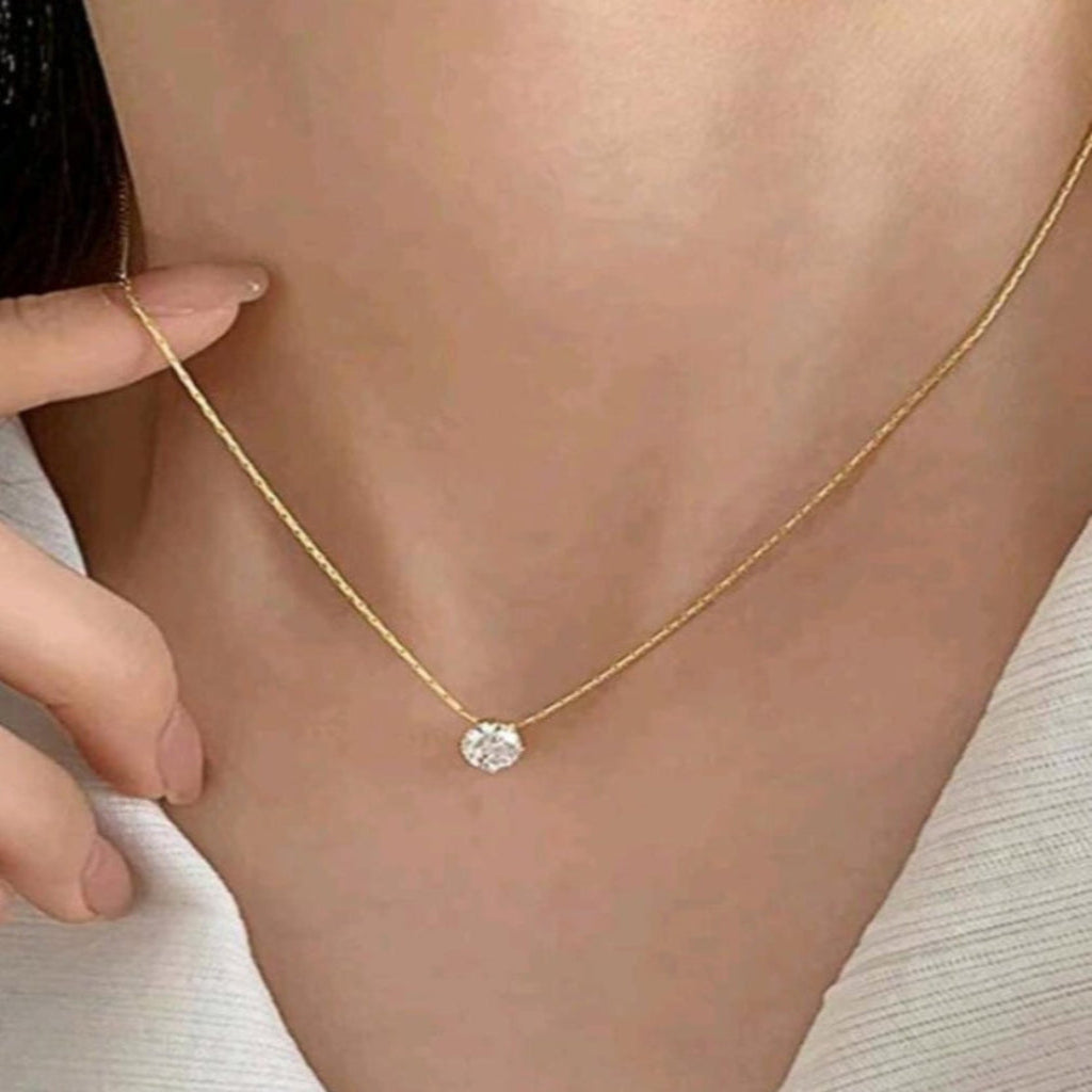 Celeste Solitaire Necklace – Stainless Steel Gold Plated Design – Midas ...